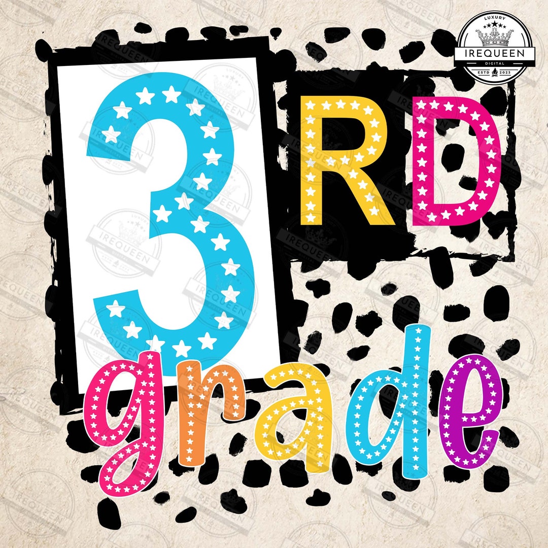 Third Grade Bright Dots Png, Back to School Second Grade Png, Retro ...