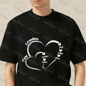 CUSTOM Heart Kid Name Grandma Mom Shirt Svg Png, Grandma Shirt Svg ...