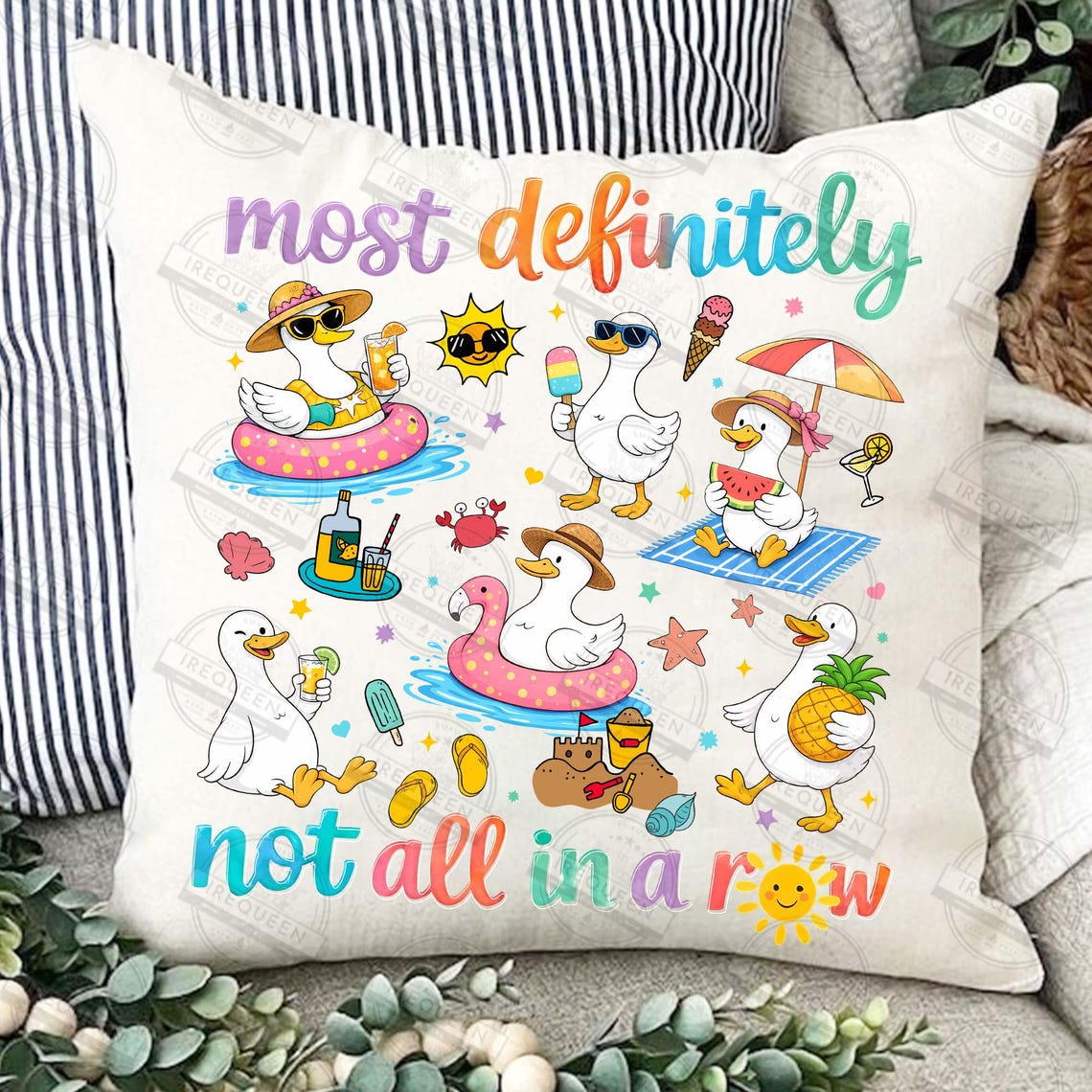 Funny Duck Summer Shirt Most Definitely Not All in A Row, Cute Duck Mom ...