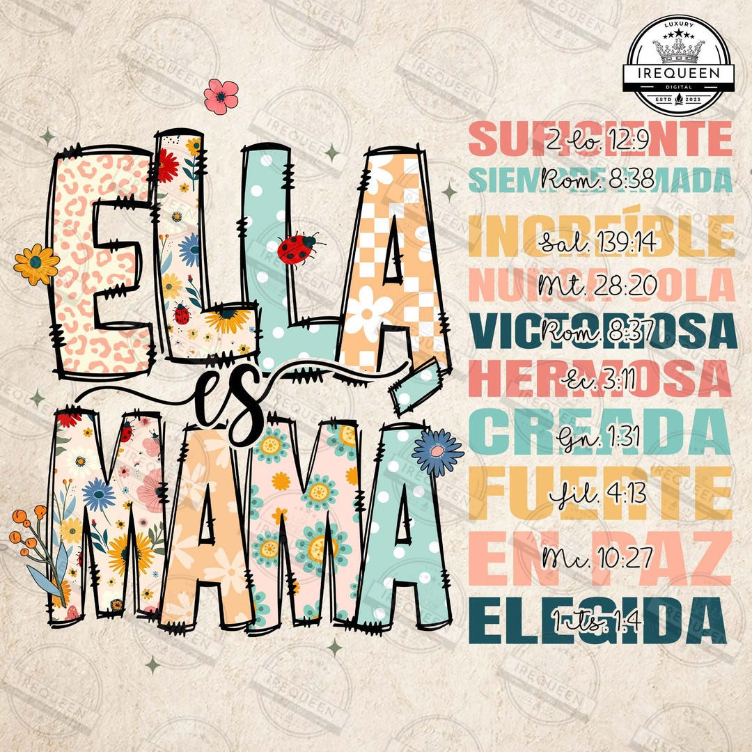 Preppy Floral Ella Es Mamá Png, Spanish Mothers Day Png, Mother Hood ...