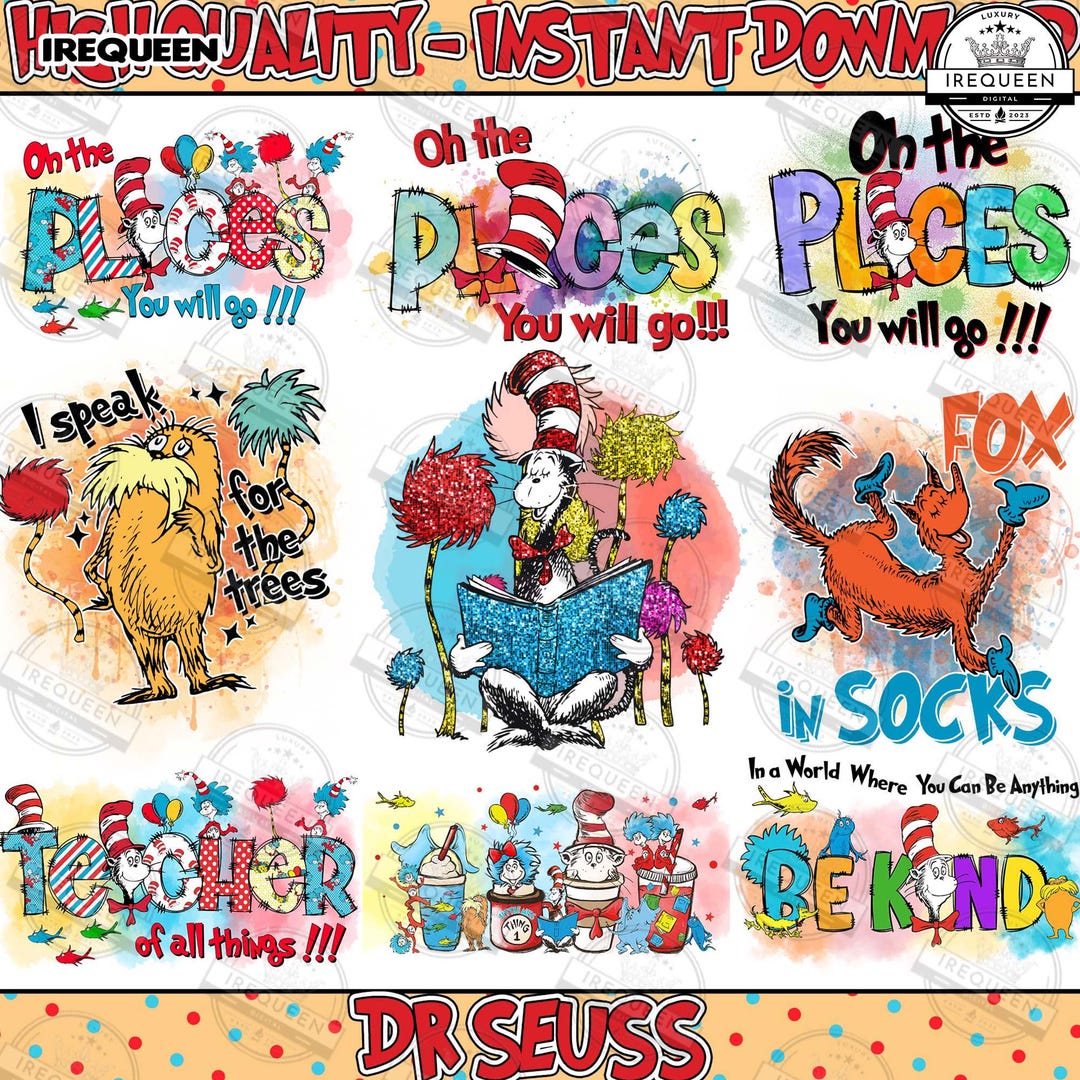 10 Read Across America Png Bundle, Book Cartoon Cat Png, Here Come ...