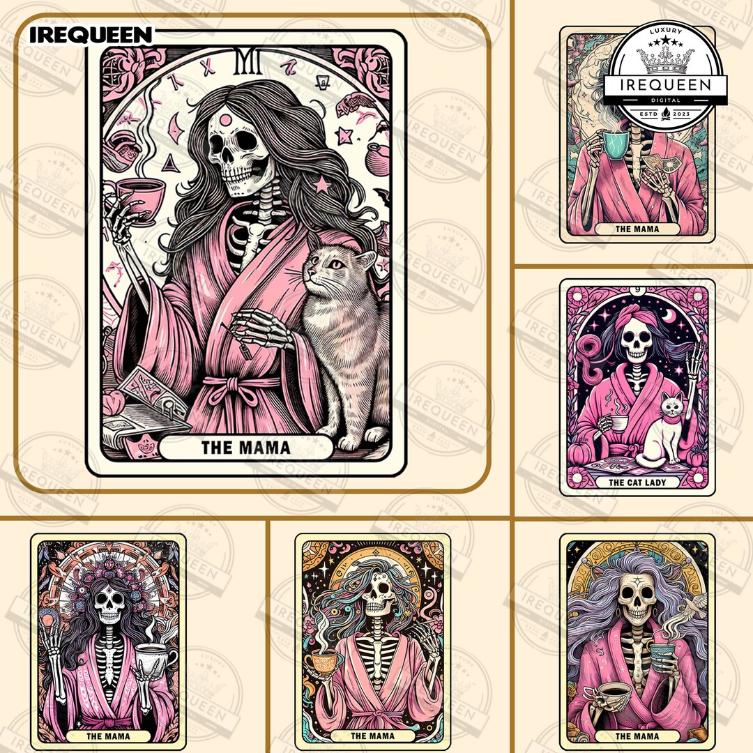 The Mama Funny Tarot Card Bundle, Woman Skeleton Mother Sublimation ...