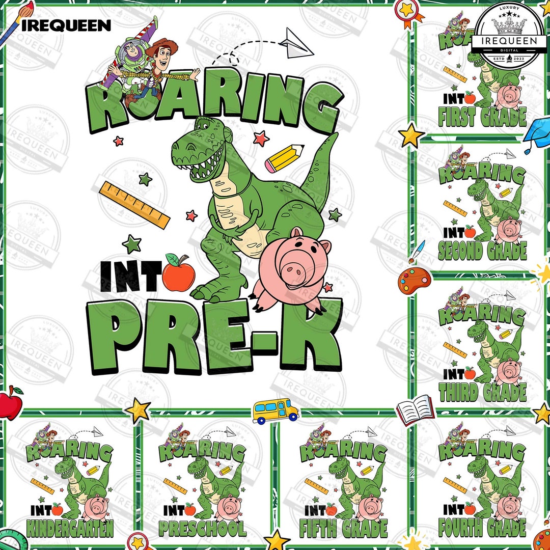Roaring Into School Cartoon Png Bundle, Cartoon Kid Shirt Png, Back to ...