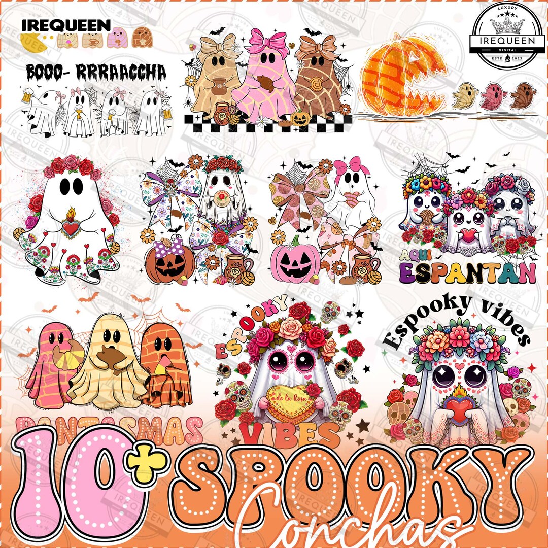 10+ Mexican Conchas Ghost Png Bundle, Pantasmas PNG, Halloween Mexican ...