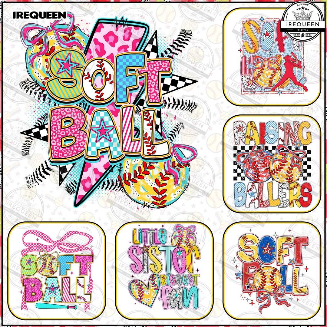 6 Softball Brushstroke Bundle Png, Softball Girl Fan Png, Mama Softball ...