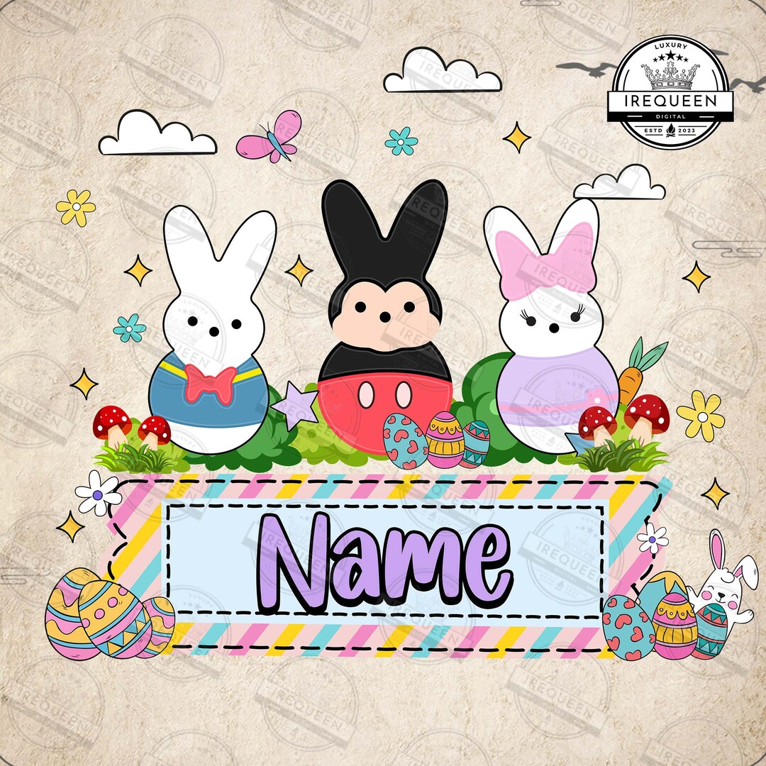 CUSTOM Cartoon Easter Bunny Png, Kids Name Peeps Easter Day, Custom ...