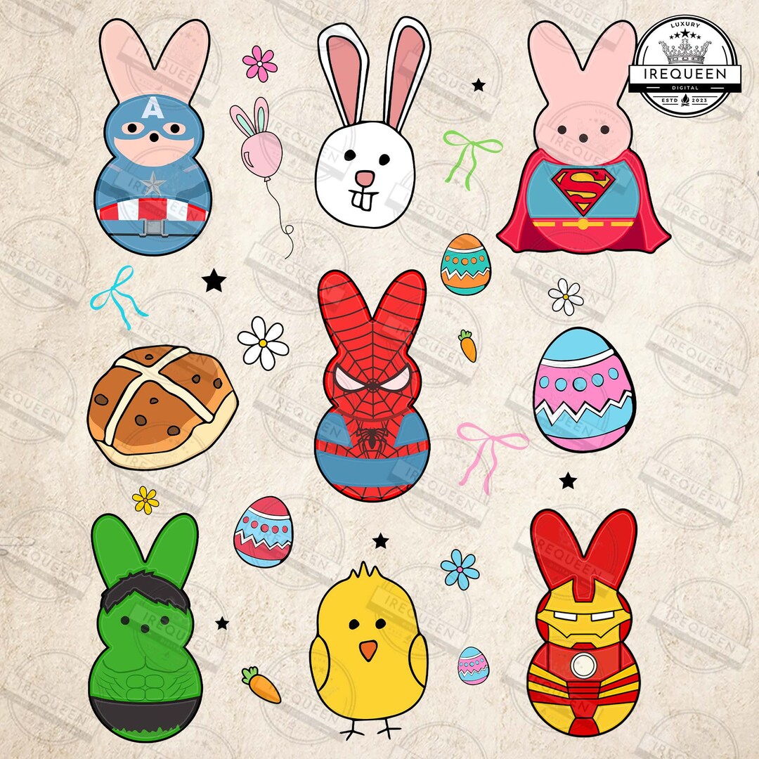 Happy Easter Movie Cartoon Png, Superhero Chibi Cartoon Easter Png ...