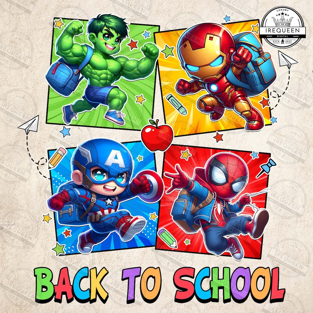 Superhero Back to School Png, Cartoon First Day of School Png ...
