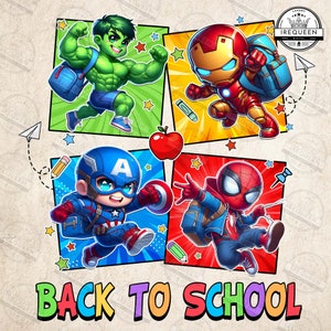 Superhero Back to School Png, Cartoon First Day of School Png ...