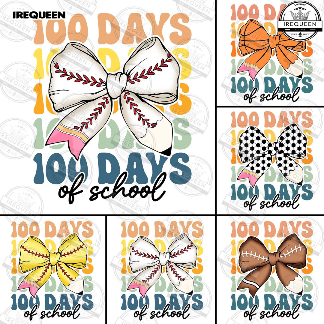100 Days Sport Design Png Bundle, Coquette Png, 100 Days of School Png ...