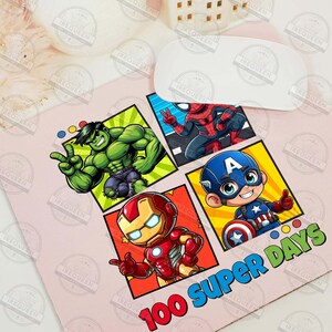 Super 100 Days of School Design Png, Superhero 100 Days of School PNG ...