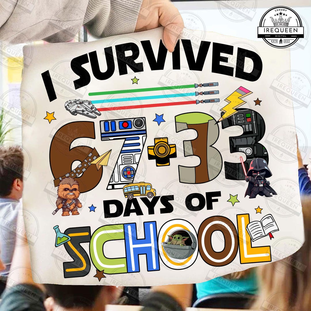 I Survived 67+33 Days of School PNG, School 100th Day Cartoon Galaxy ...