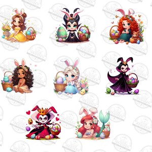 20 Easter Cartoon Princess Png Bundle, Cartoon Easter Png, Cartoon ...