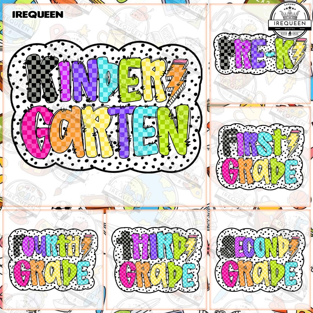 Checkered Back to School Png Bundle, First Day of School, First/second ...