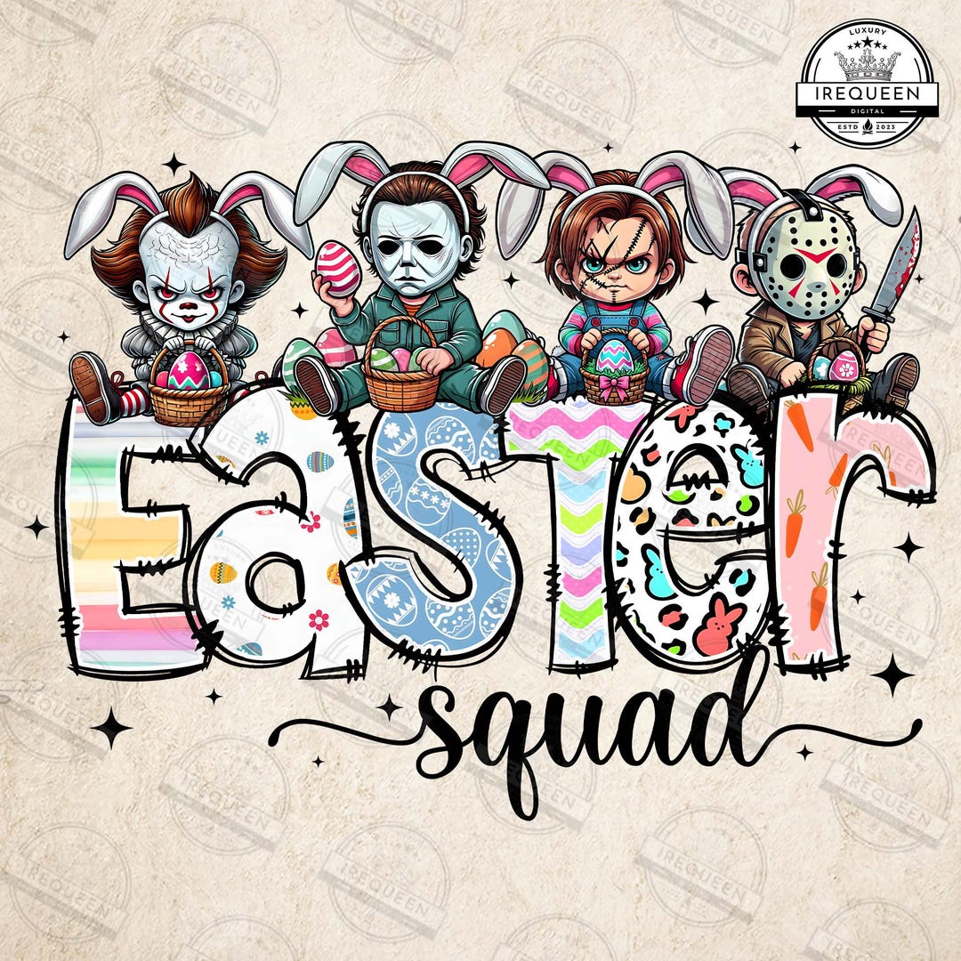 Killer Easter Squad Png, Horror Movie Png, Retro Easter Png, Easter ...