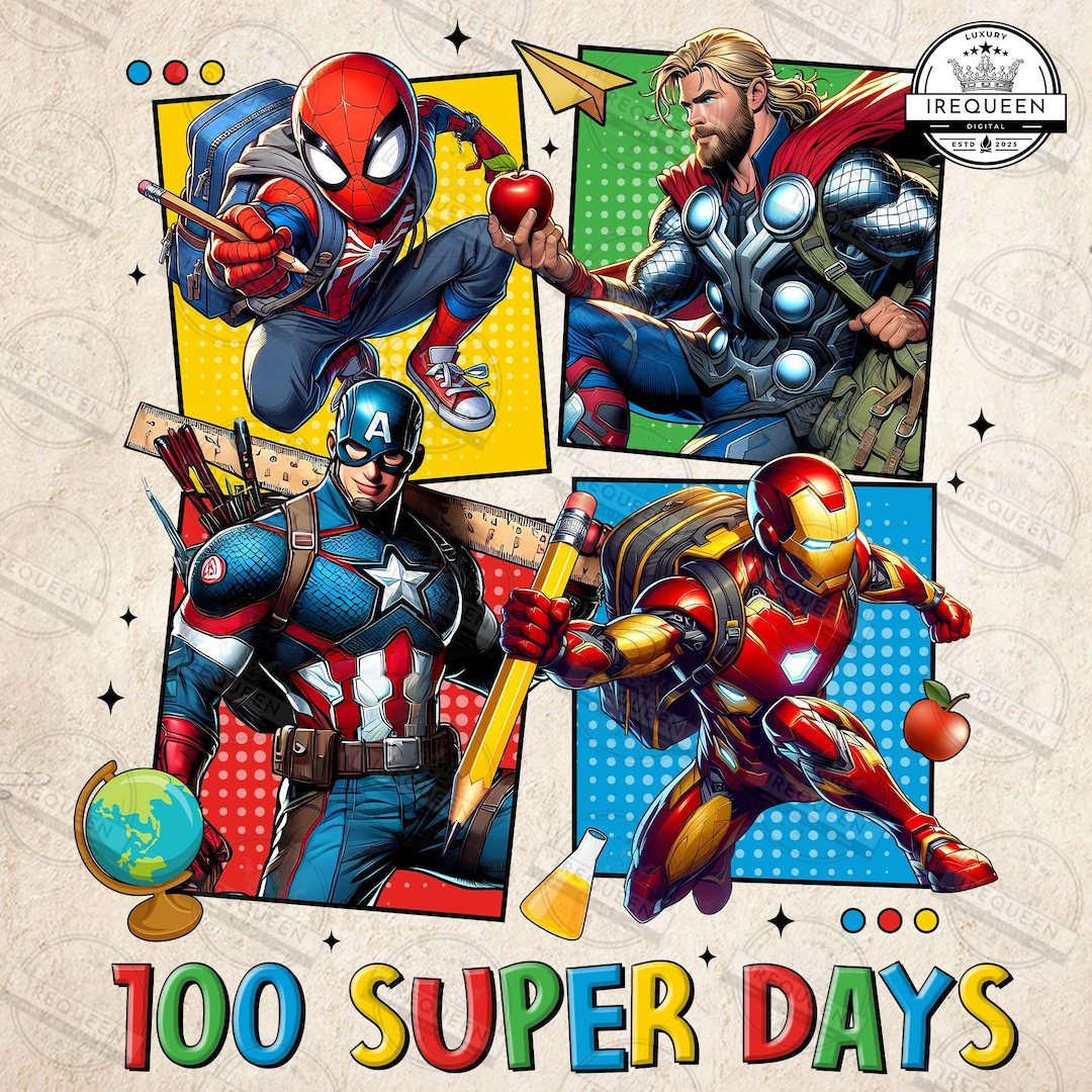 100 Days of School Superhero Png, Cartoon Movie 100 Days Png, 100 Super ...