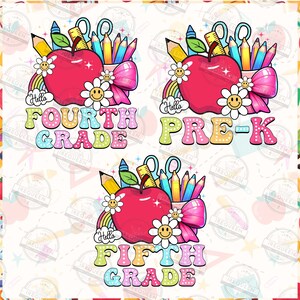 Back to School Png Bundle, First Day of School Png, Grade Bundle, Hello ...