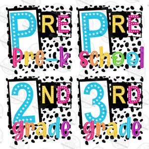 School Grade Bright Dots Png Bundle, Back to School 1st 2nd Grade Png ...