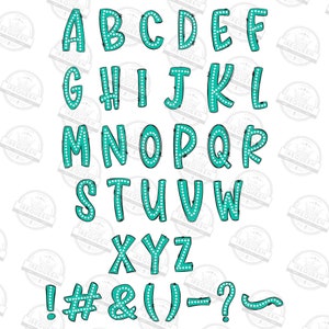 Alpha Doodle Dots Letters PNG Bundle, Dalmatian Dots Png, Bright Color ...