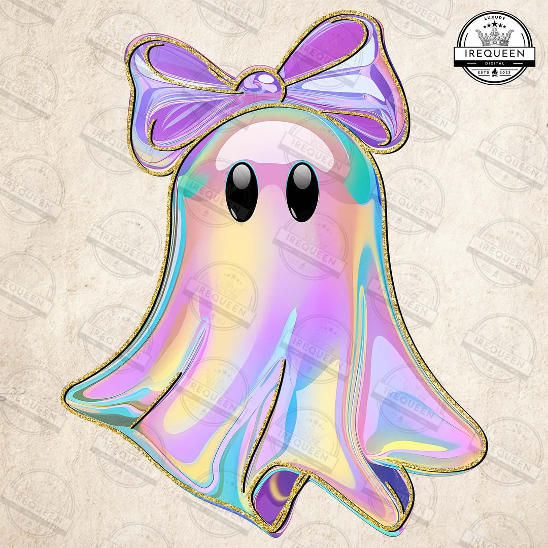 Iridescent Ghost Png, Coquette Bow Halloween Png, Halloween Mama Png ...