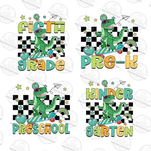 Back to School for Boys Bundle, Kindergarten T-rex, Pre K PNG, First ...