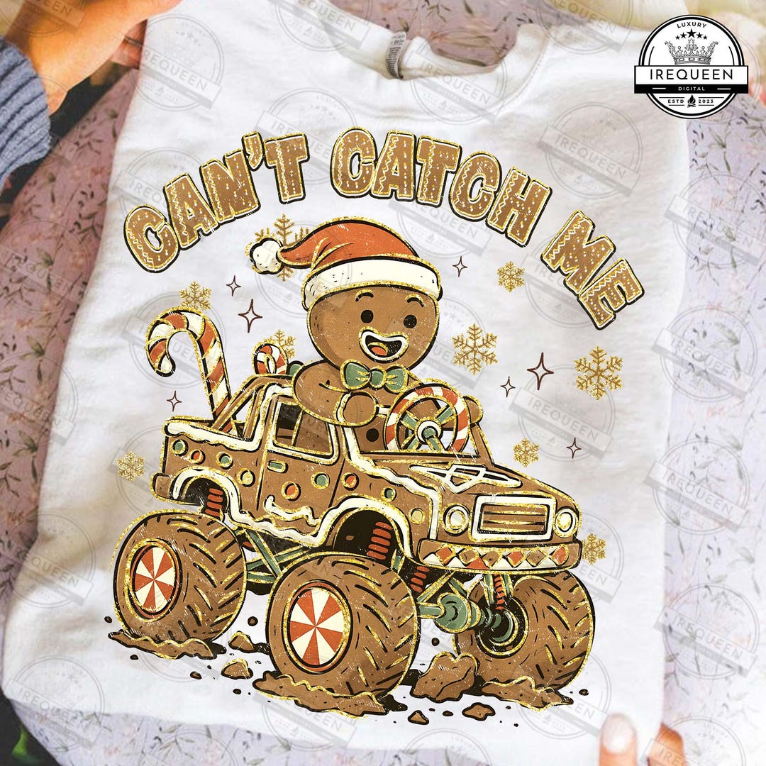 Gingerbread Man Monster Truck Png, Funny Retro Christmas Gingerbread ...