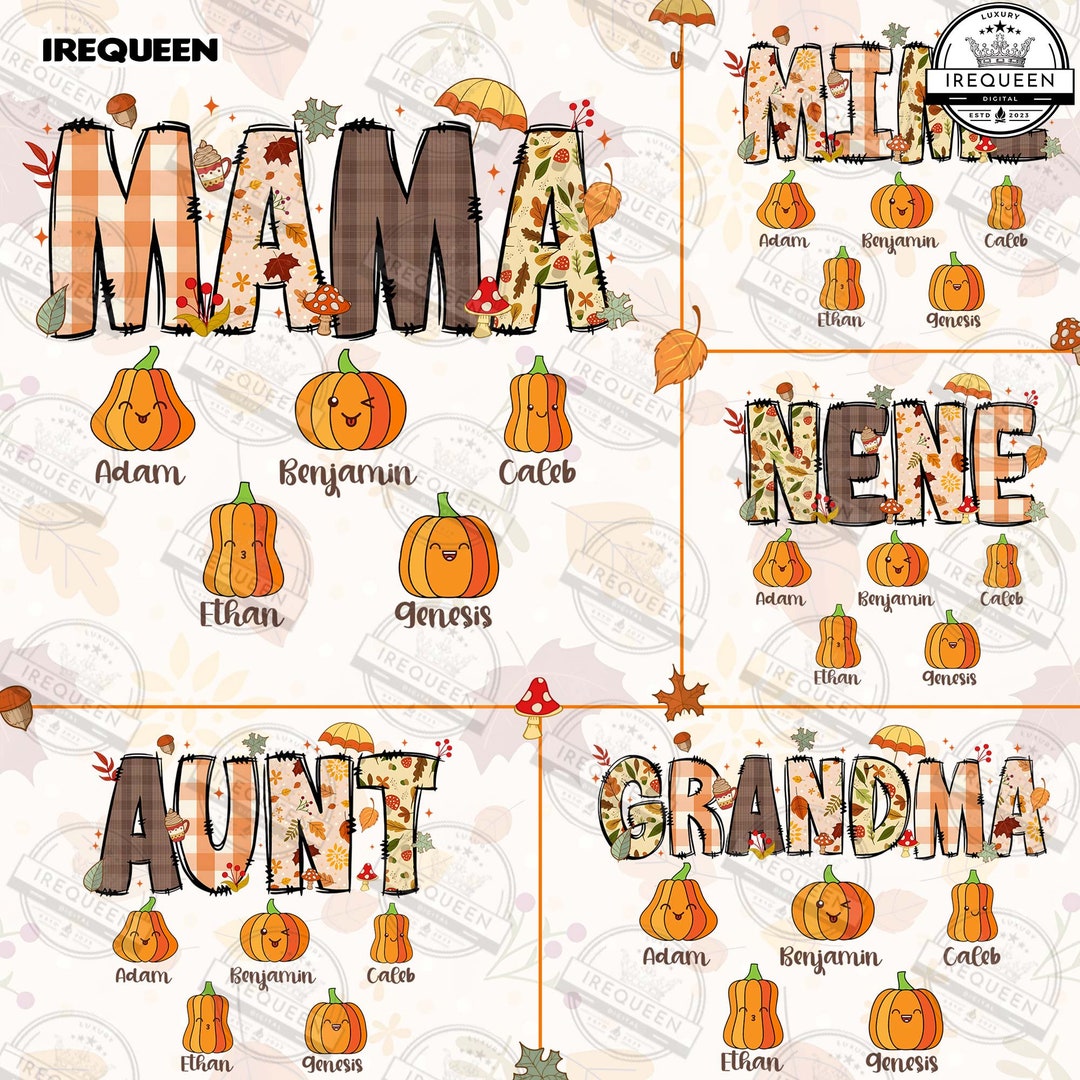 Personalized Thanksgiving Png Bundle, Fall Alpha Doodle, Custom Name ...