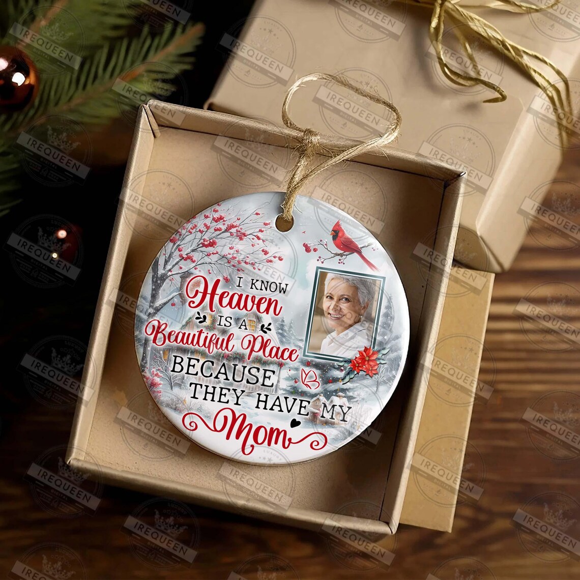 Canva Editable I'm Always With You Round Ornament PNG Template, Custom ...