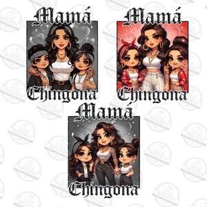 5 Mama Chingona Chicana Mom Png Bundle, Chibi Style Latina Mother's Day ...