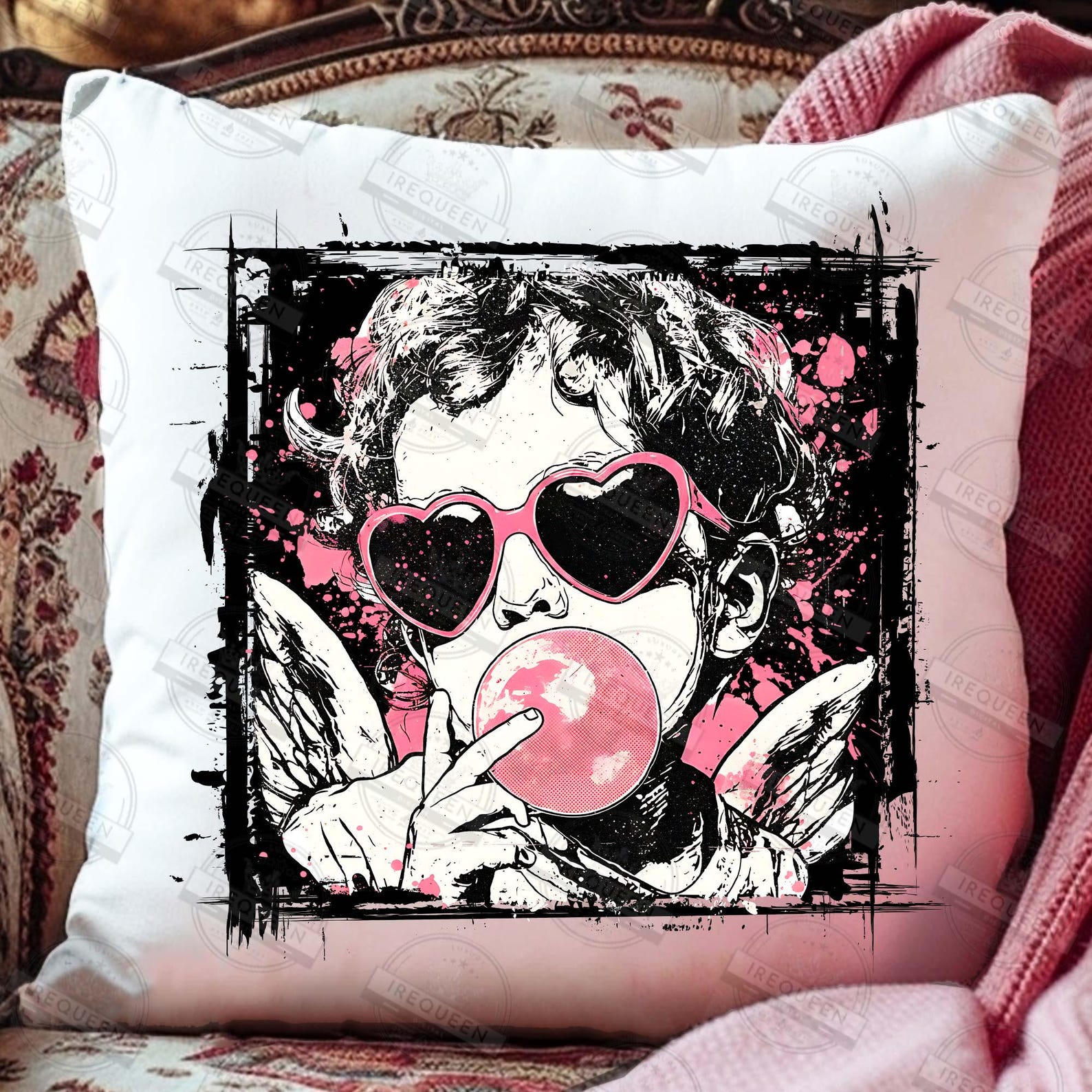 Retro Cupid Blowing Bubble PNG, Vintage Valentines Day Png, Cupid With ...