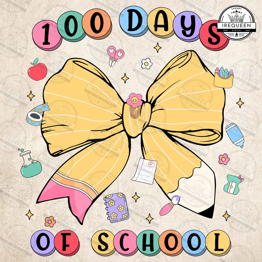 100 Days of School Coquette PNG, Coquette Teacher Png, 100 Days Design ...