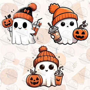 5 Cute Ghost Png, Fall Vibes Png, Autumn Coffee Png, Cute Thanksgiving ...