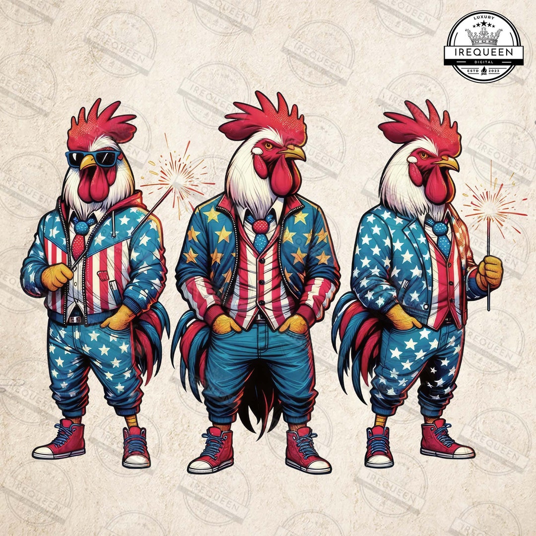 Patriotic America Chicken PNG, USA Chicken Png, Patriotic Png, Retro ...