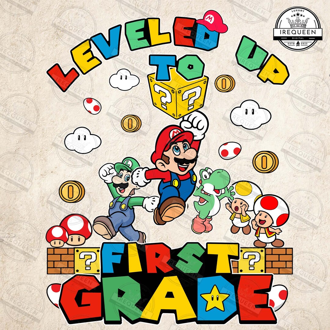 First Grade Png, Retro Teacher Png, Level up to 1st Grade Png, Game ...