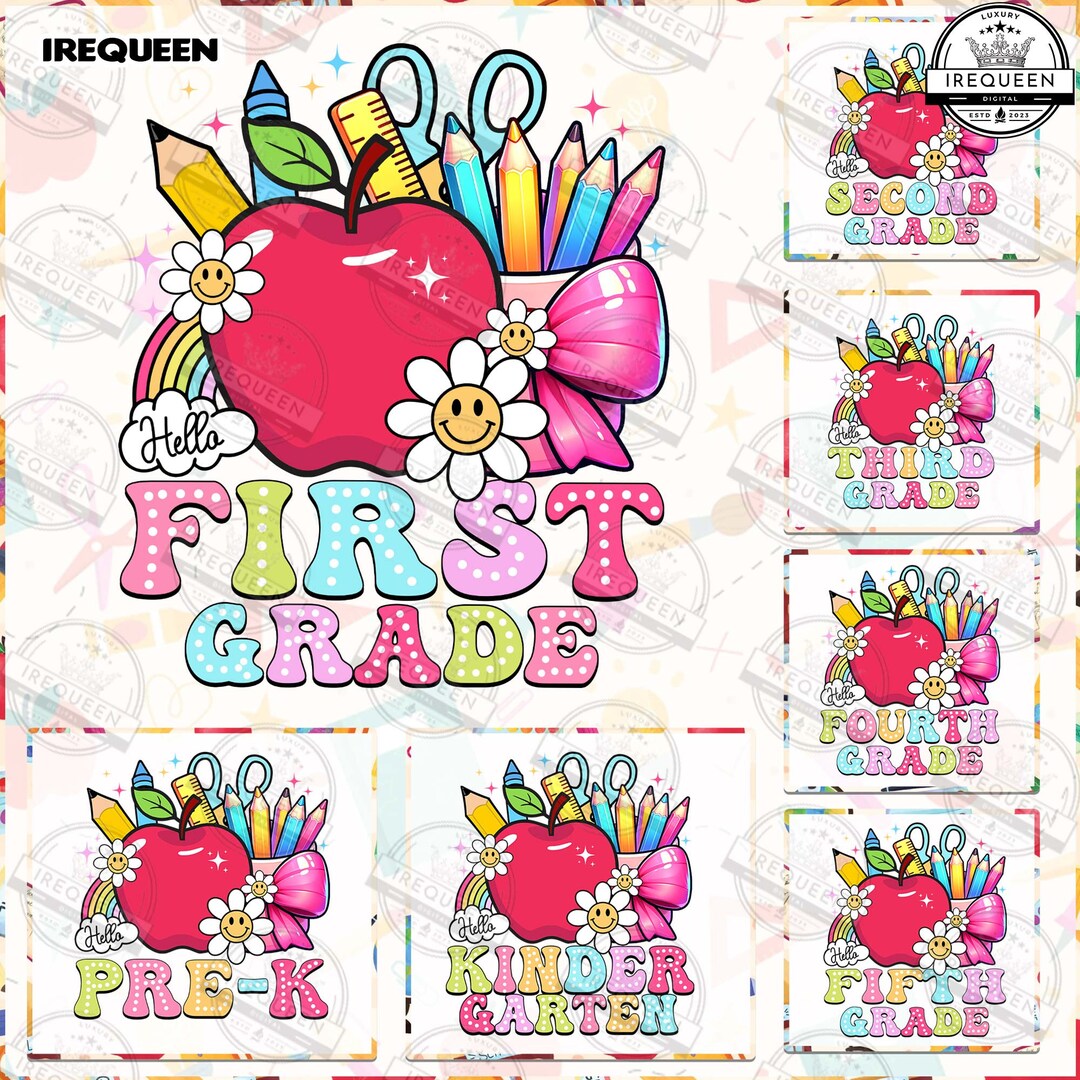 Back to School Png Bundle, First Day of School Png, Grade Bundle, Hello ...