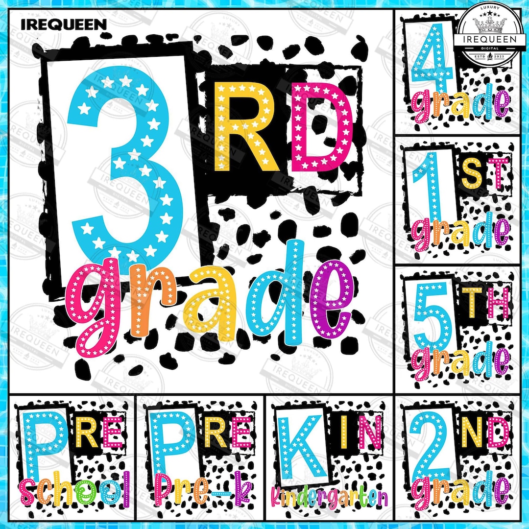School Grade Bright Dots Png Bundle, Back to School 1st 2nd Grade Png ...