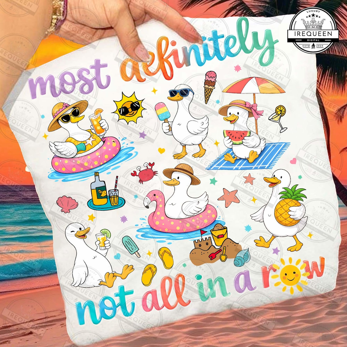 Funny Duck Summer Shirt Most Definitely Not All in A Row, Cute Duck Mom ...