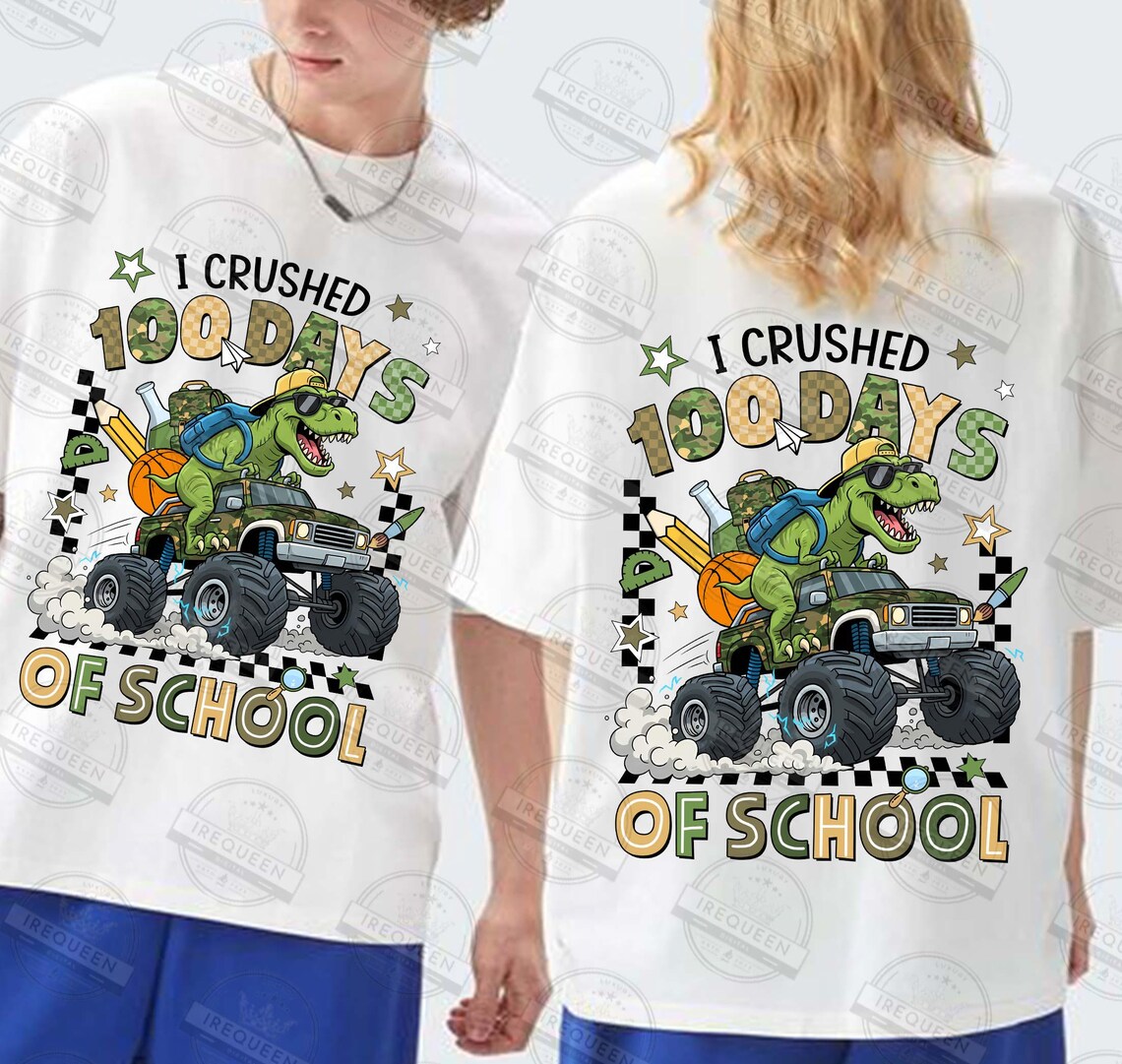 100 Days of School Monster Truck Png, 100th Day of School Trex, Monster ...