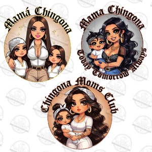 5 Mama Chingona Chicana Mom Png Bundle, Chibi Style Latina Mother's Day ...
