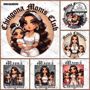 5 Mama Chingona Chicana Mom Png Bundle, Chibi Style Latina Mother's Day ...