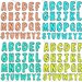 Alpha Doodle Dots Letters PNG Bundle, Bright Color Palette, 5 Alpha ...