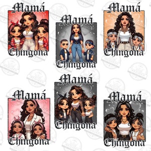 10+ Mama Chingona Chicana Mom Png Bundle, Chibi Style Latina Mother's ...