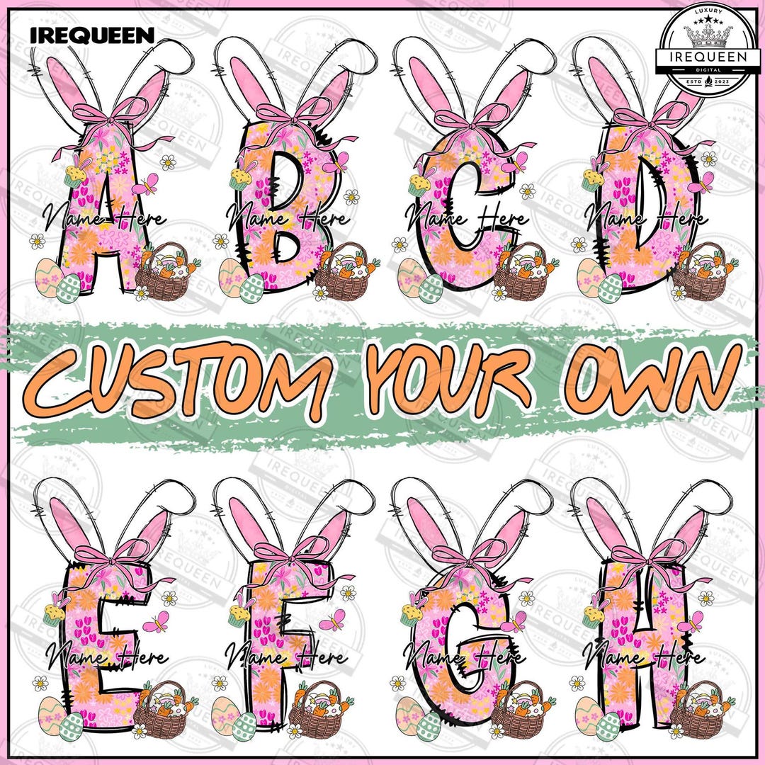 Personalized Kids Easter Name Png Bundle, Custom Alphabet Easter ...