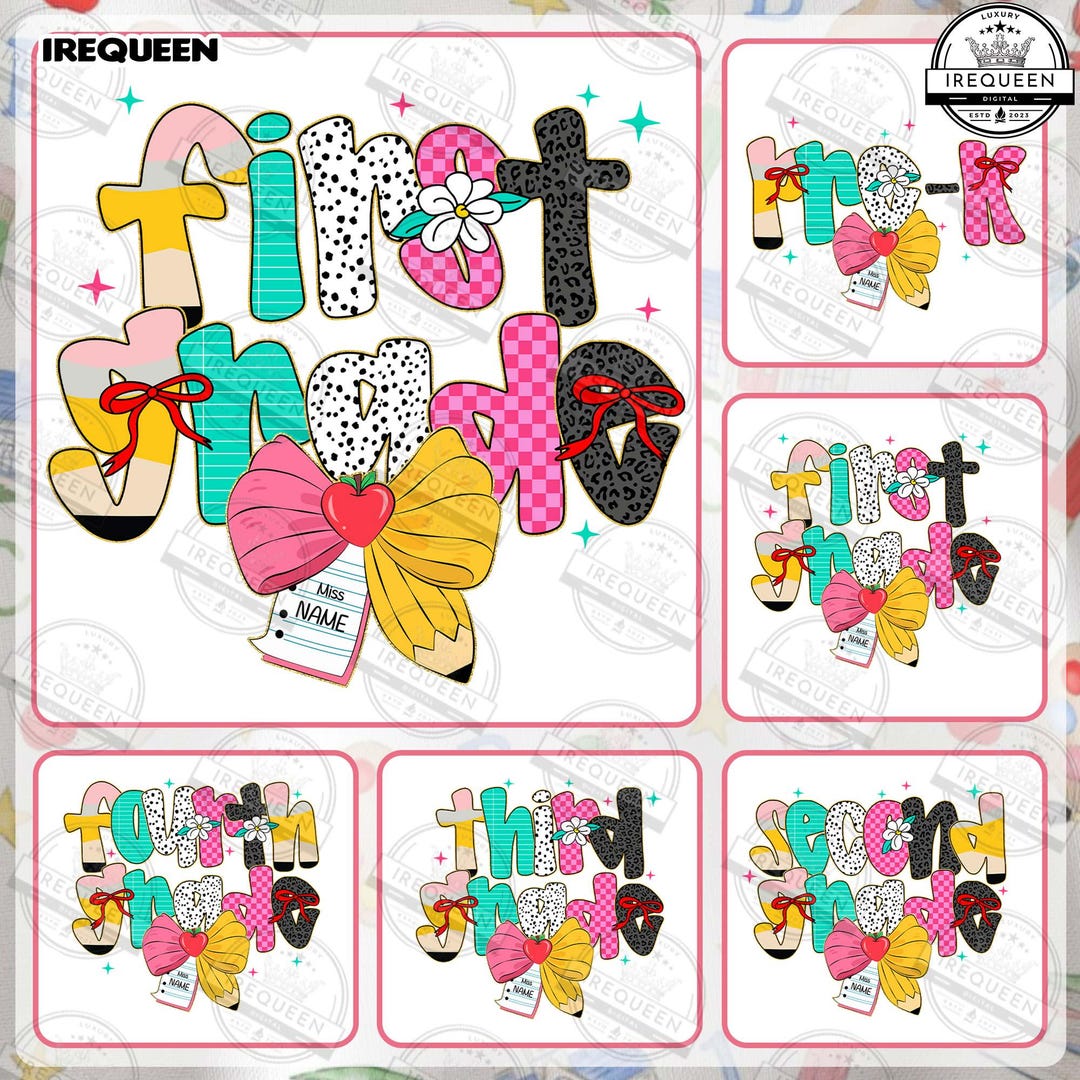 Preppy Back to School Floral Bundle, First Day of School, School Png ...