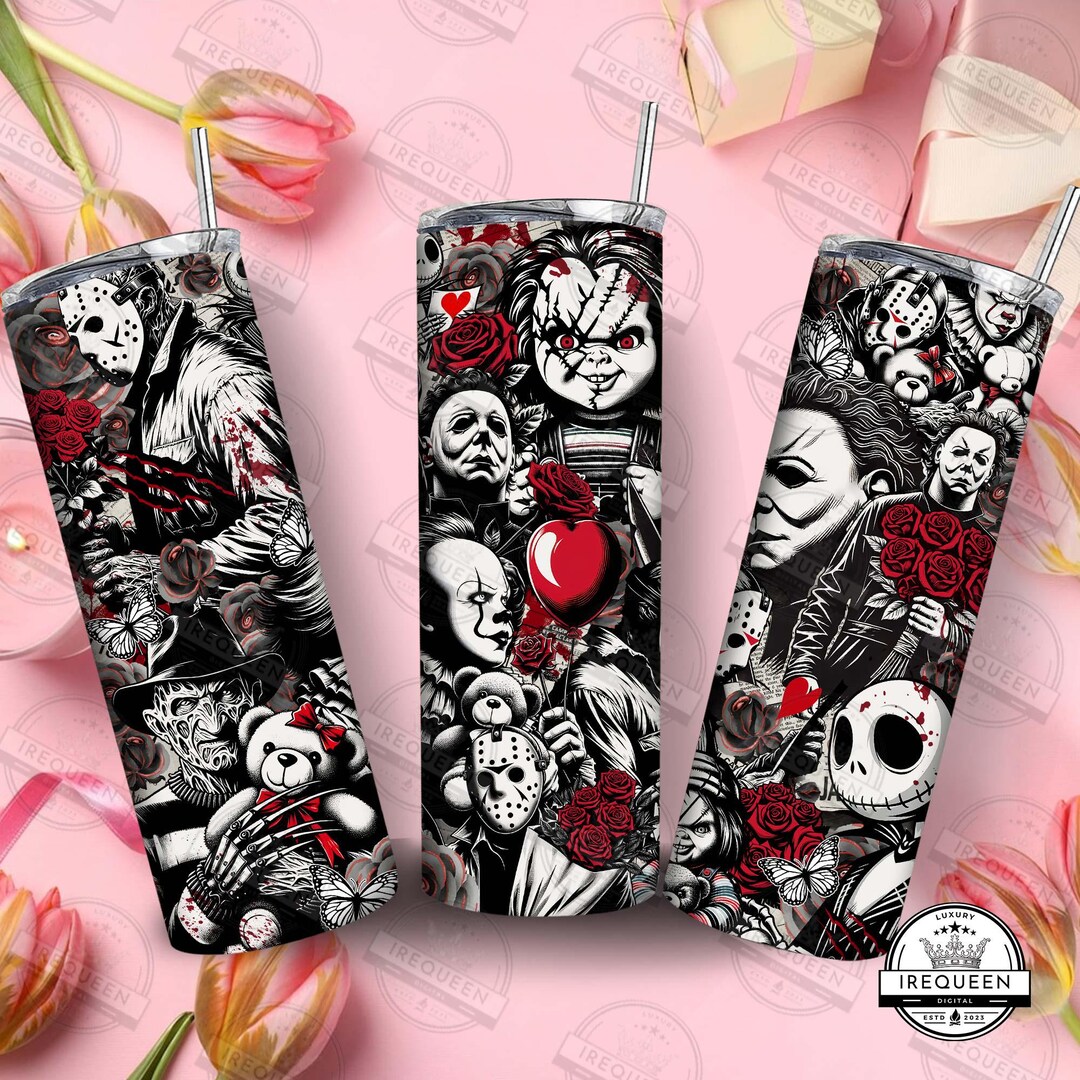 Horror Movie Valentine Skinny Tumbler Wrap Png, Valentine Horror 20oz ...