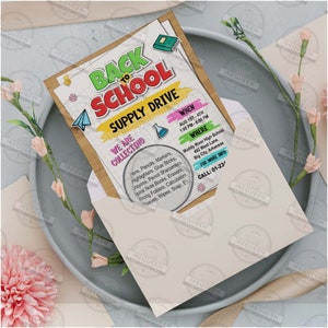 School Supply Drive Flyer Canva Template, Printable Back to School ...