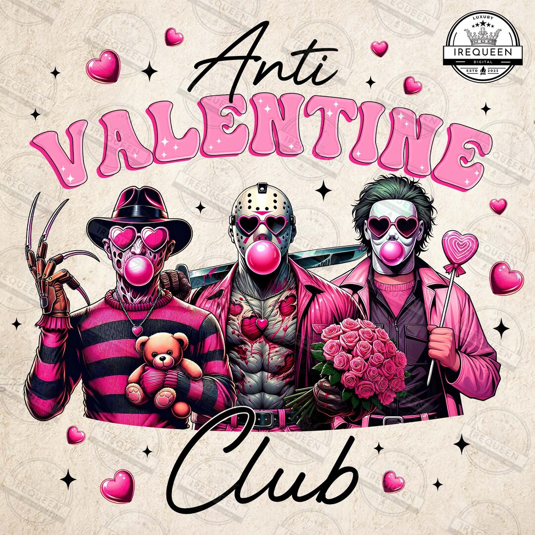 Anti Valentine Club Horror Friends Png, Horror Characters Valentine Png ...