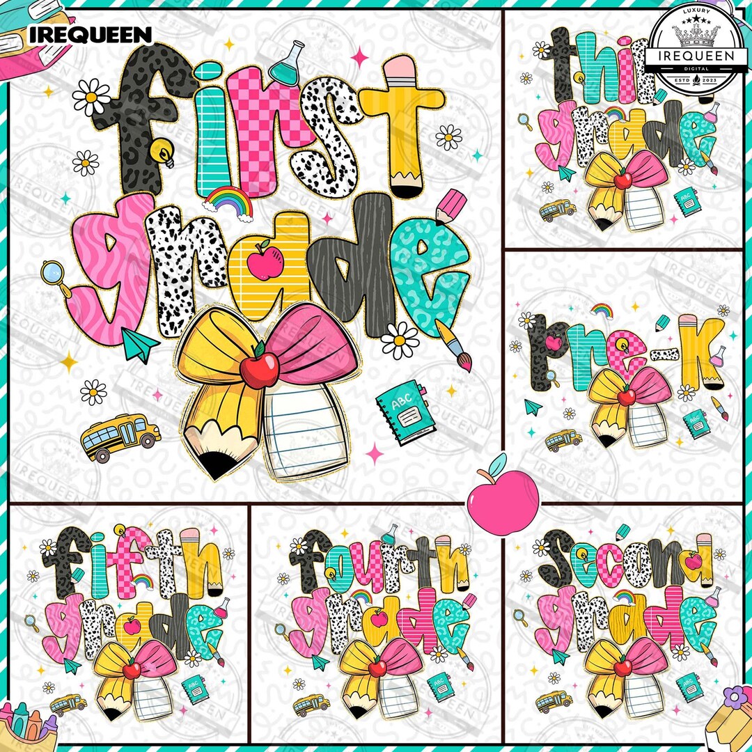 Preppy Back to School Floral Bundle, First Day of School, School Png ...