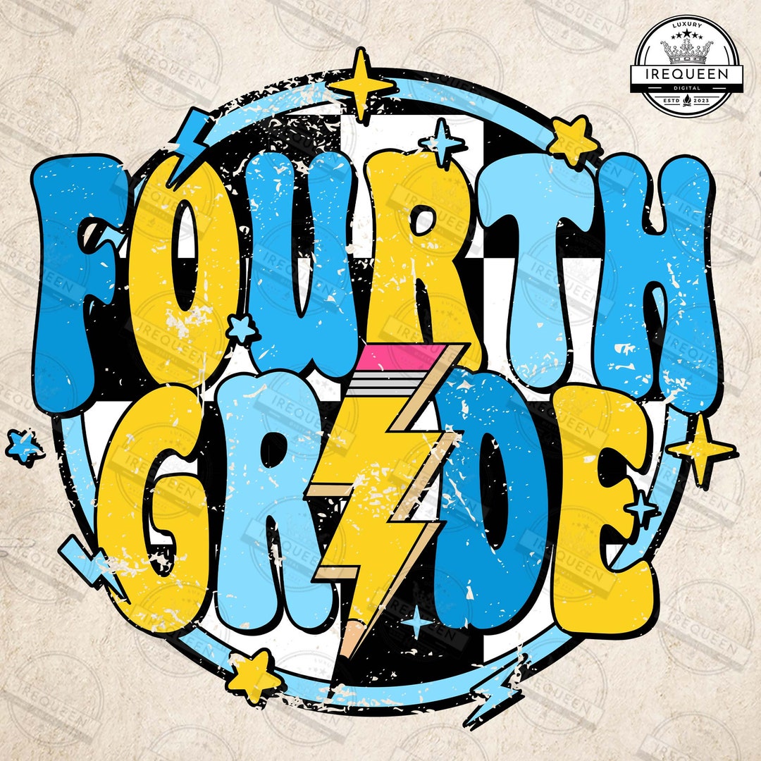 Retro Fourth Grade Png, Back to School Fourth Grade Png, Retro School ...