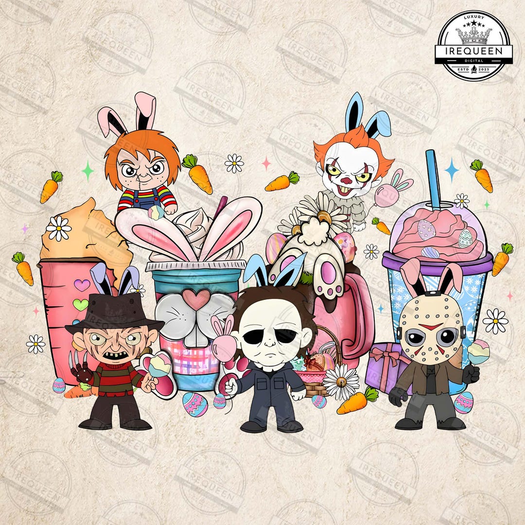 Retro Easter Horror Coffee Png, Prepare to Dye Killer Easter Png, Retro ...